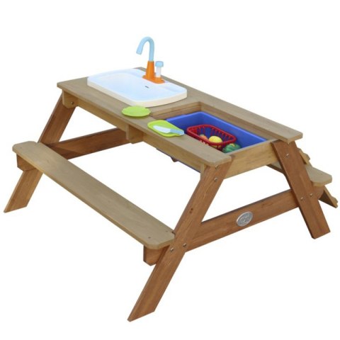 AXI Stół Piknikowy Emily z Ławką i Umywalką na Baterie oraz Pojemnikami na Wodę/Piasek > AXI